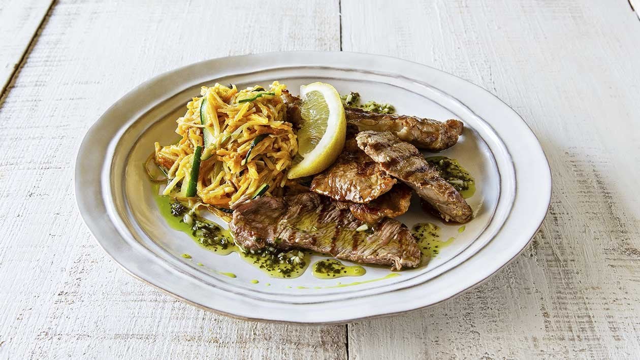 Receita de Mista de Carnes Grelhadas com Legumes à Brás - Receita