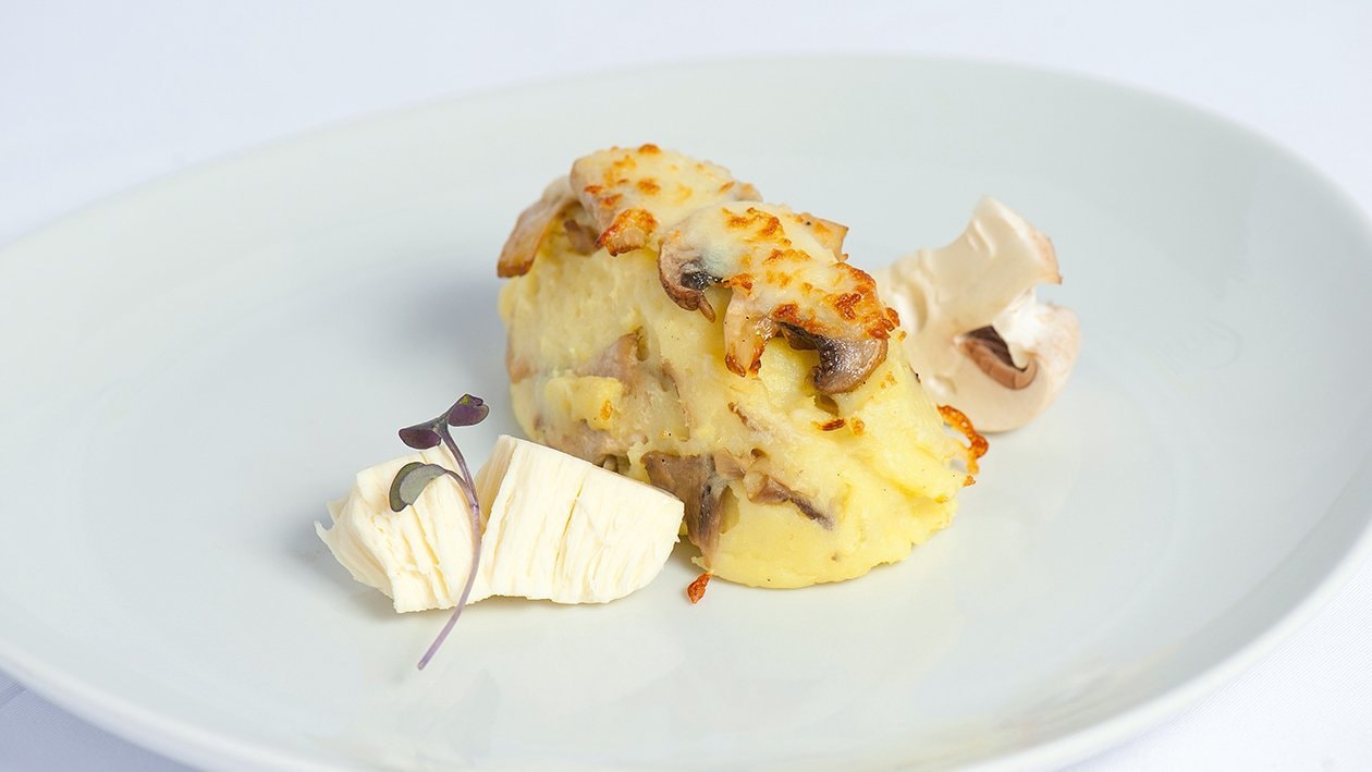 Puré de Batata com Cogumelo de Paris e Queijo de Cabra - Receita